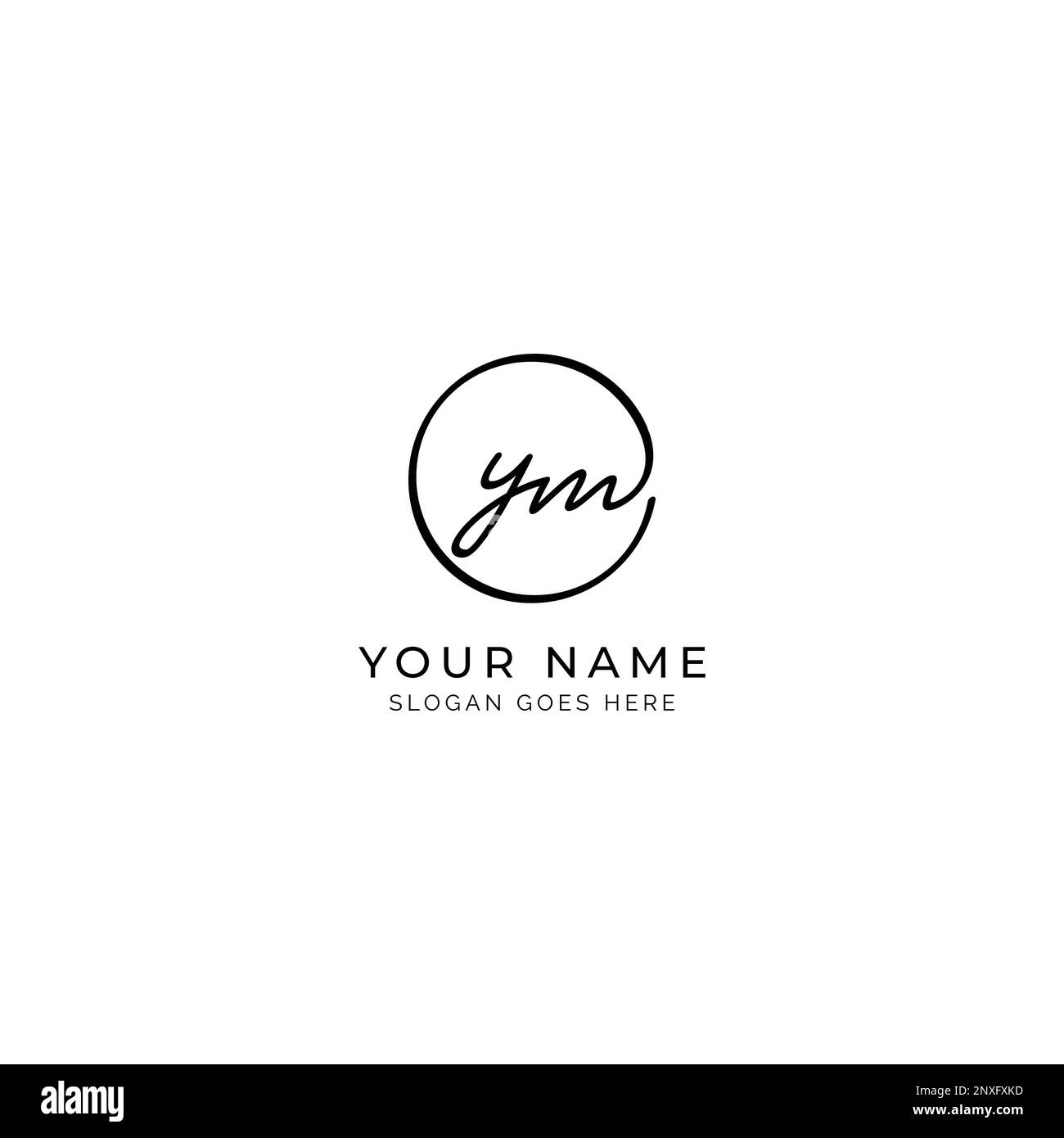 Y, M, YM Initial letter handwritten and signature vector logo. Business template in round shape ...