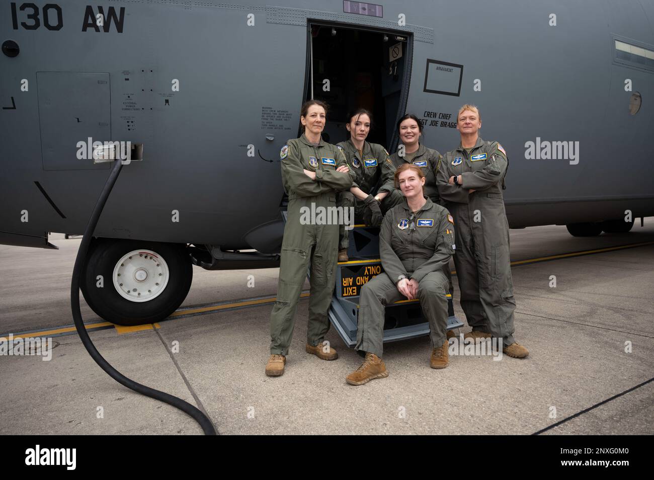 Airmen from the 130th Airlift Wing pose for a photo at McLaughlin Air ...
