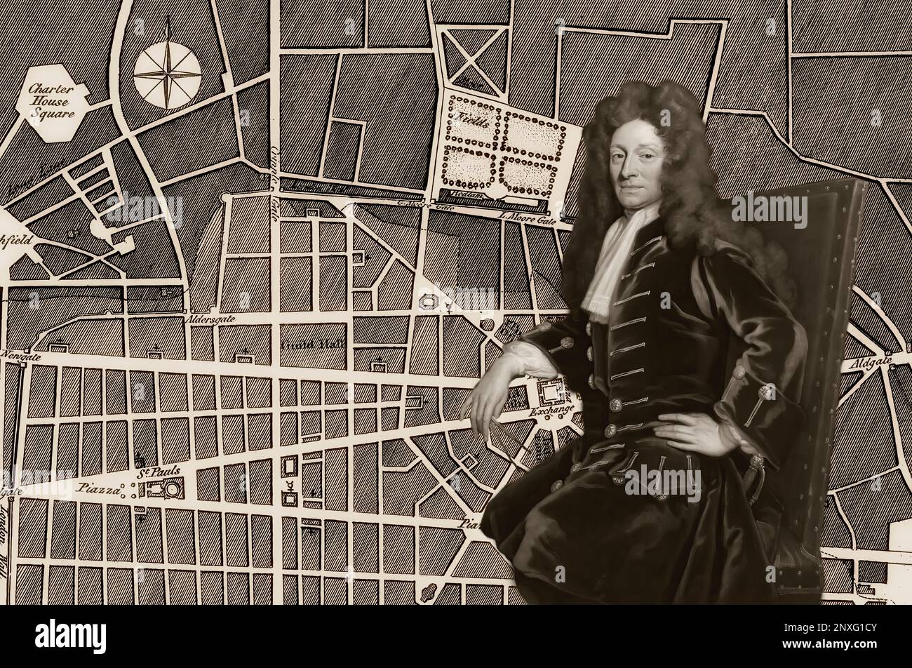 Sir Christopher Michael Wren, 1632 - 1723, English architect, his plan ...