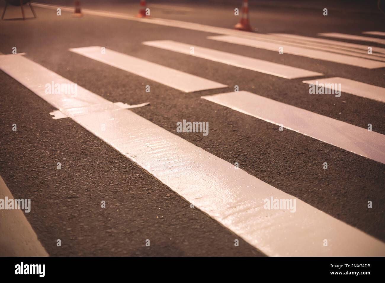 Process of making new road surface markings with a line striping ...