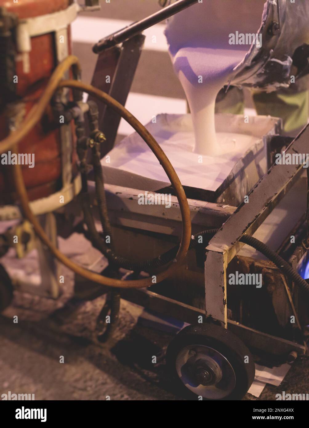 Process of making new road surface markings with a line striping ...