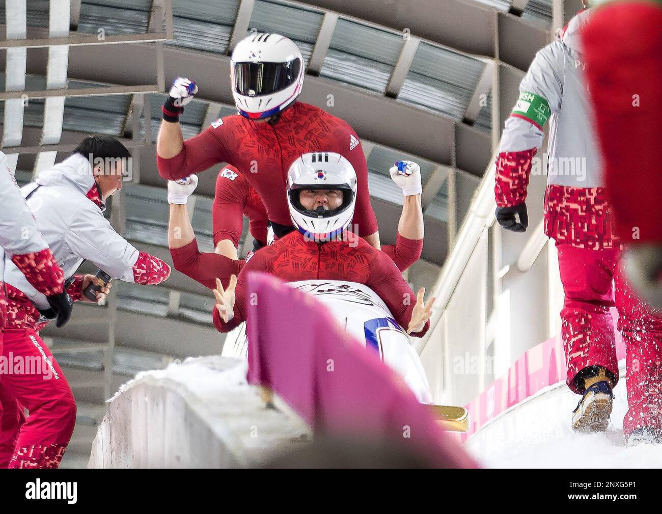 February 25, 2018 - Pyeongchang, South Korea - The Korean four-man ...