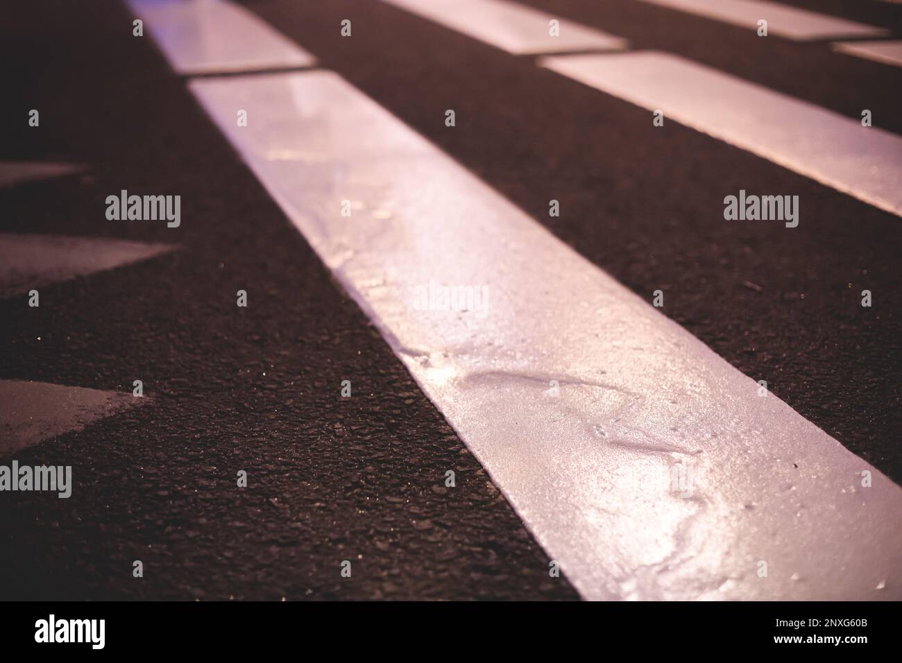 Process of making new road surface markings with a line striping ...