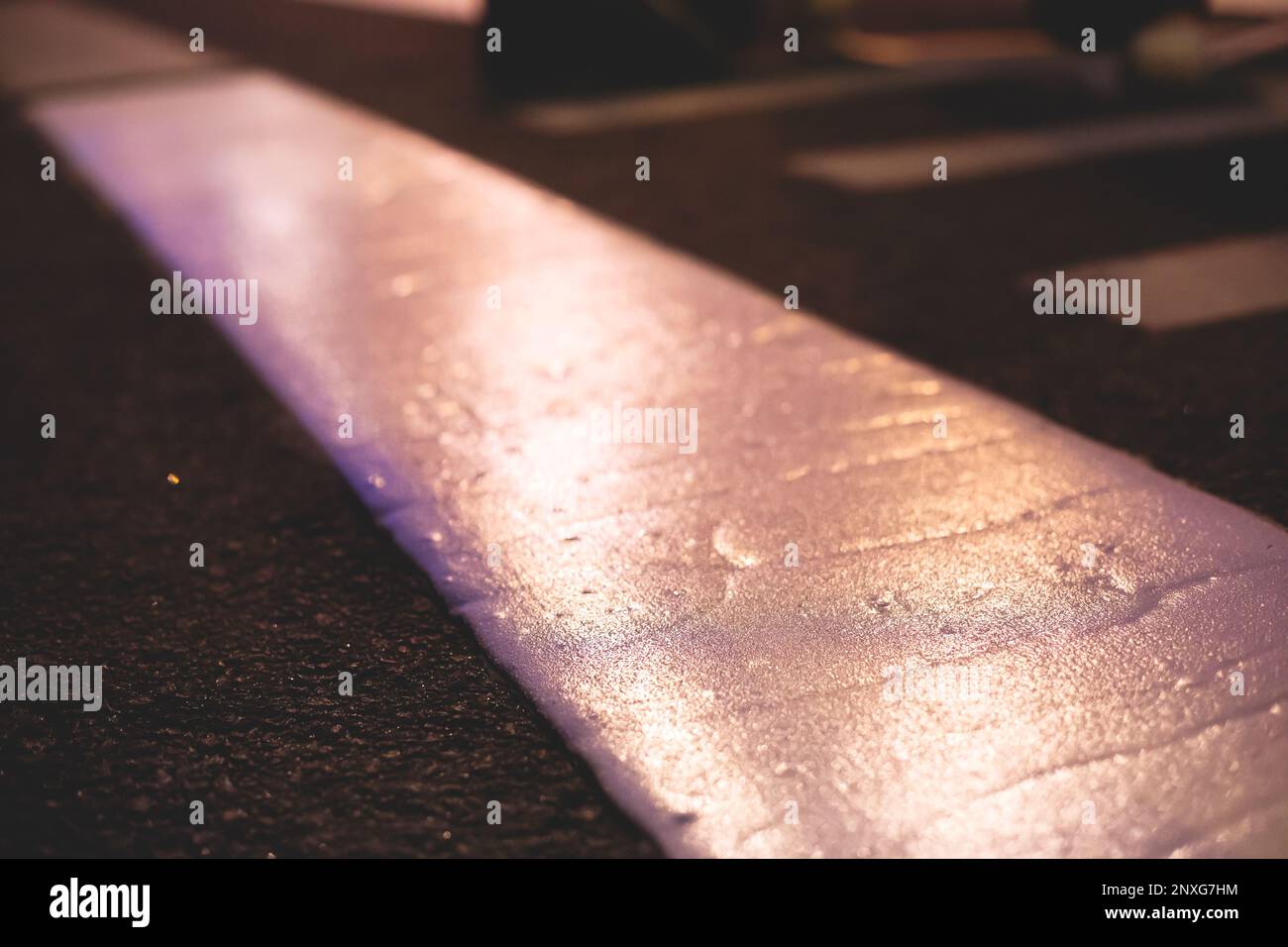 Process of making new road surface markings with a line striping ...