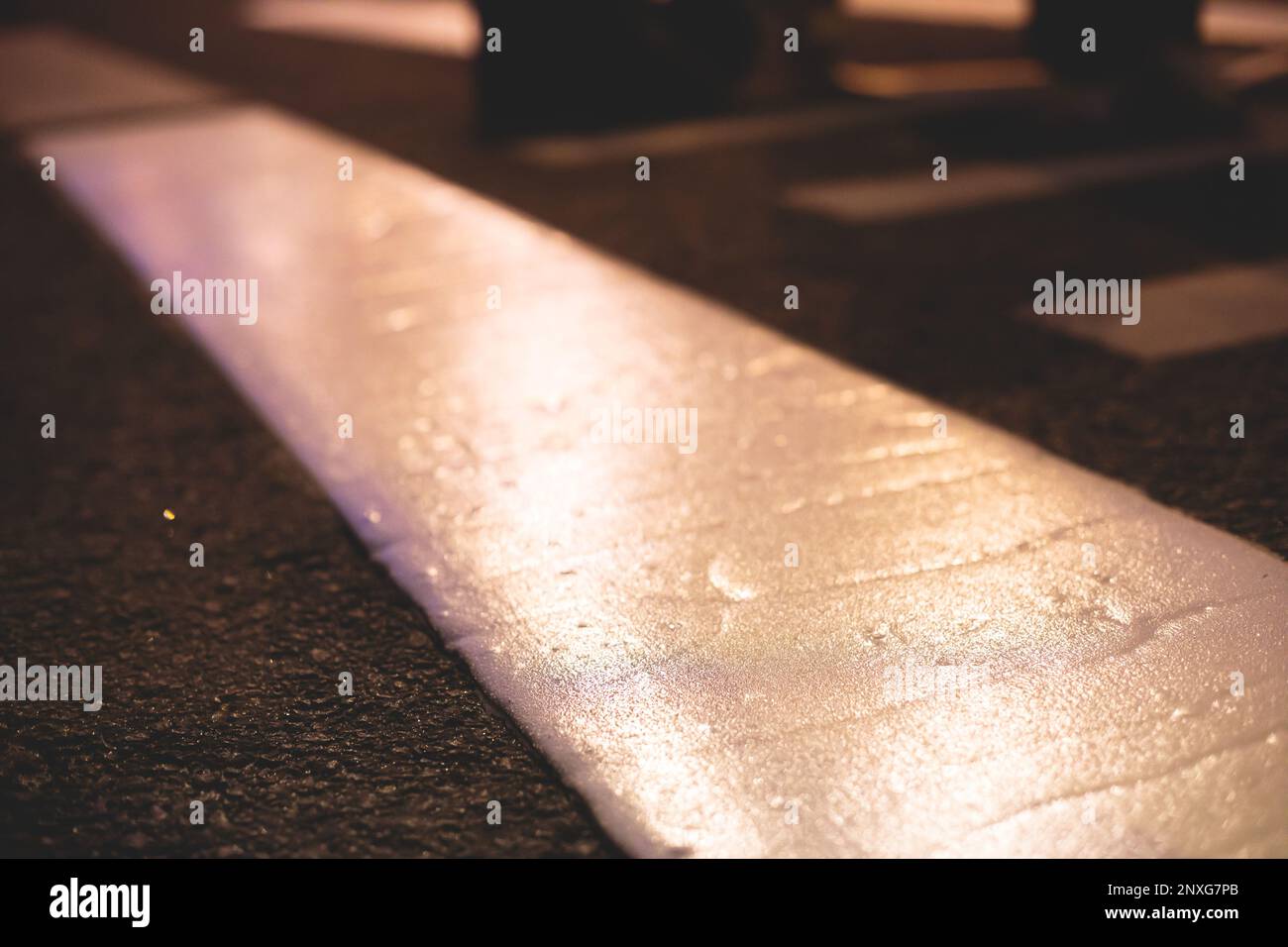 Process of making new road surface markings with a line striping ...