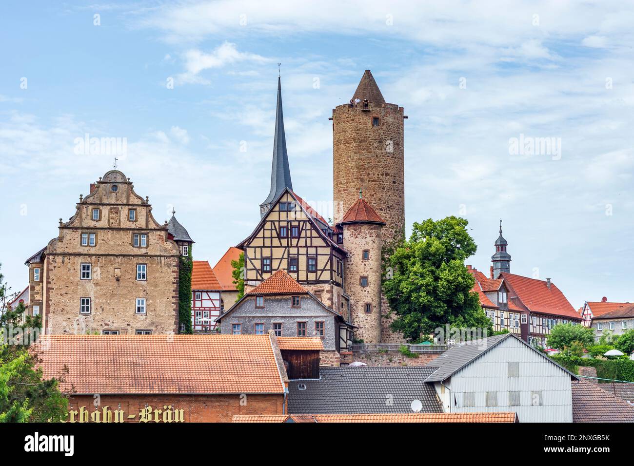 Schlitz (Vogelsbergkreis): Old Town with City church, Hinterburg Castle ...