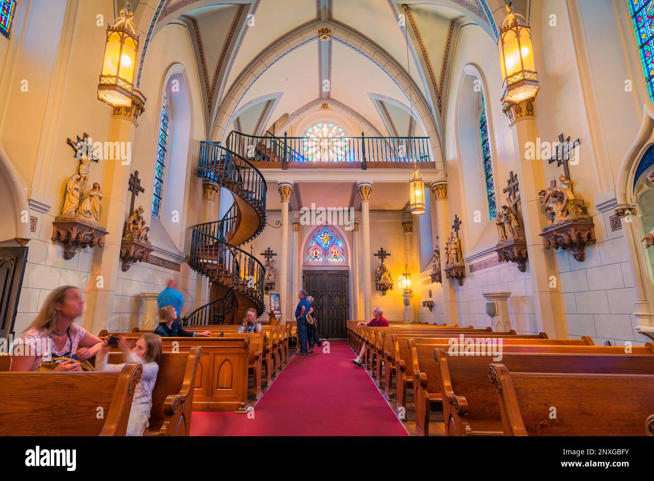 Interior of the Loretto Chapel in Santa Fe, New Mexico, USA Stock Photo ...