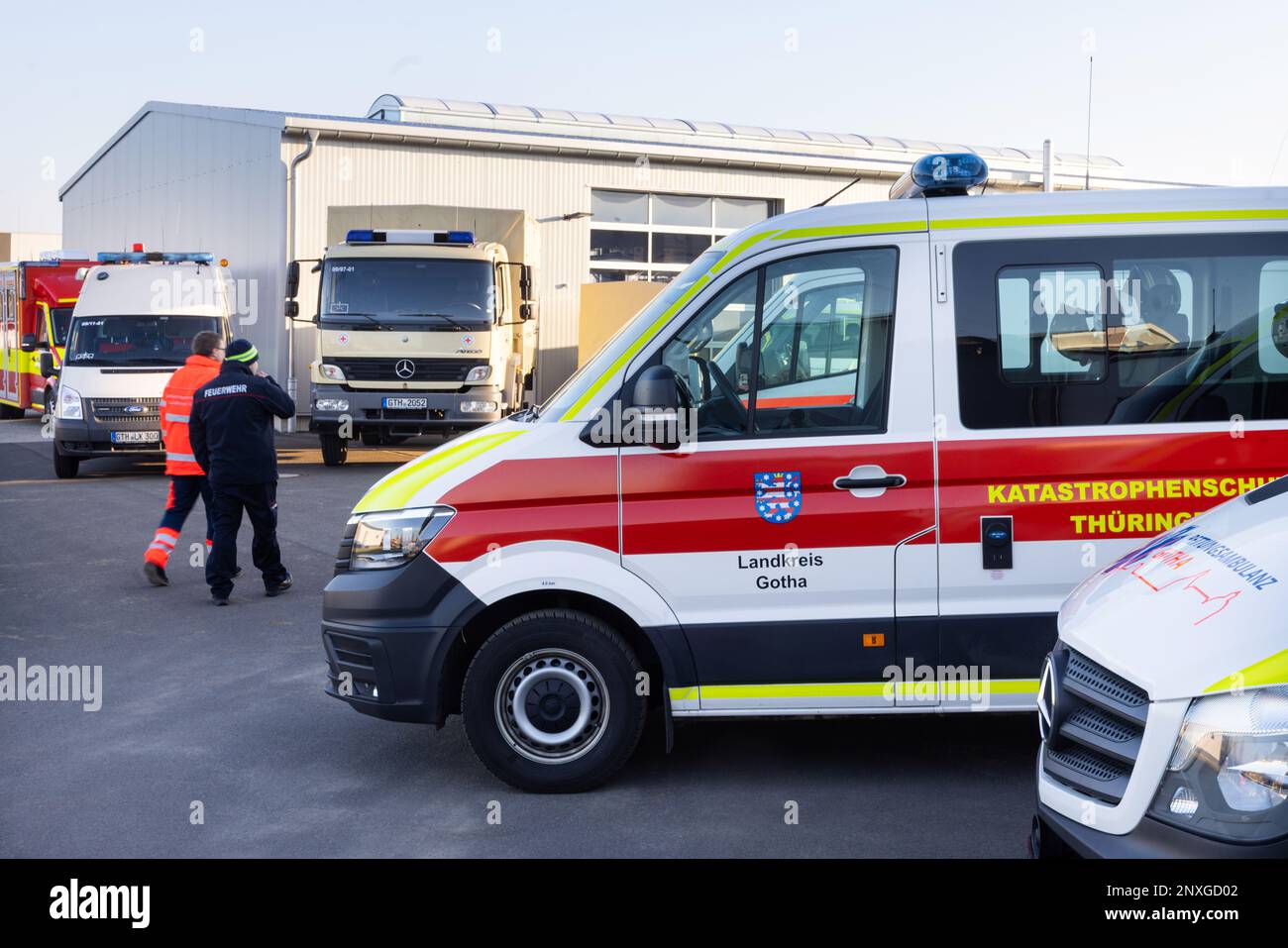 Gotha, Germany. 01st Mar, 2023. Vehicles for disaster control stand at ...