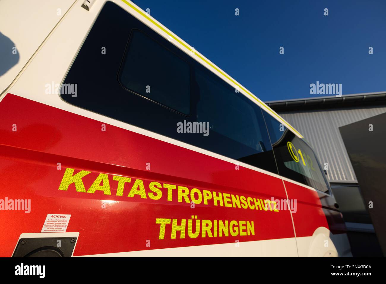 Gotha, Germany. 01st Mar, 2023. A vehicle for disaster control stands ...