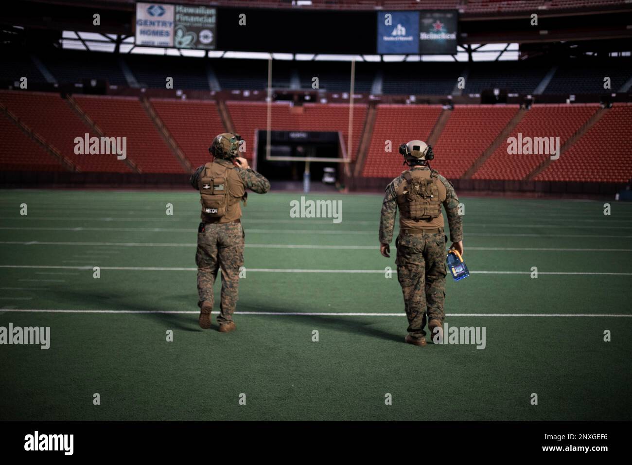 U.S. Marine Corps Staff Sgt. Jacob Faulkner, left, and Staff Sgt. Jamby ...