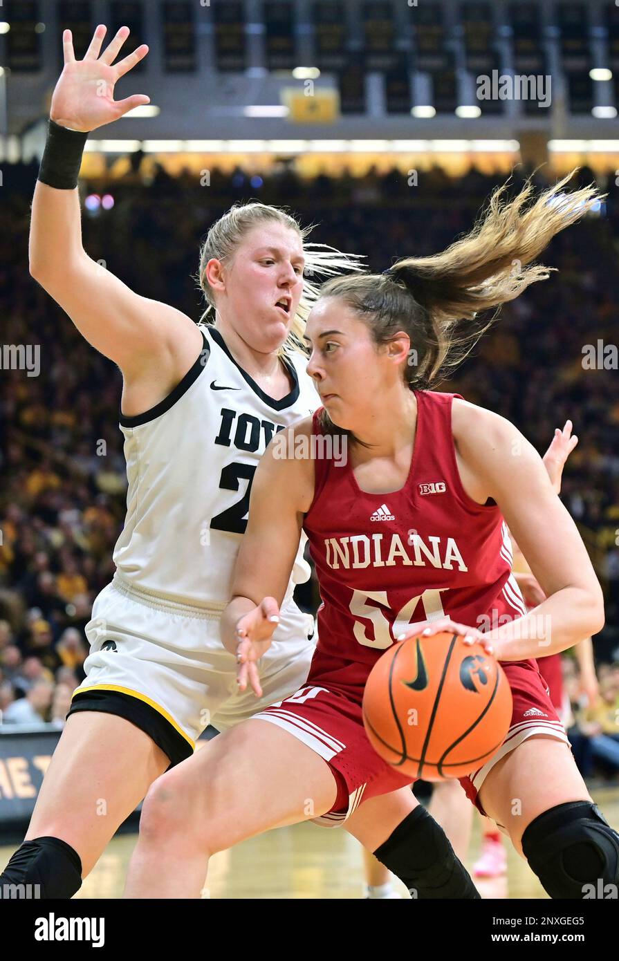 IOWA CITY, IA - FEBRUARY 26: Indiana Hoosiers forward Mackenzie Holmes ...