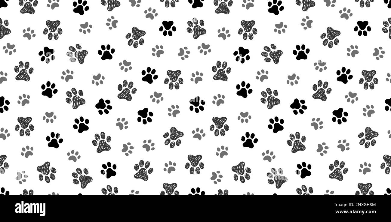 Dog, cat footprint seamless pattern. Pet animal footprint stamp ...