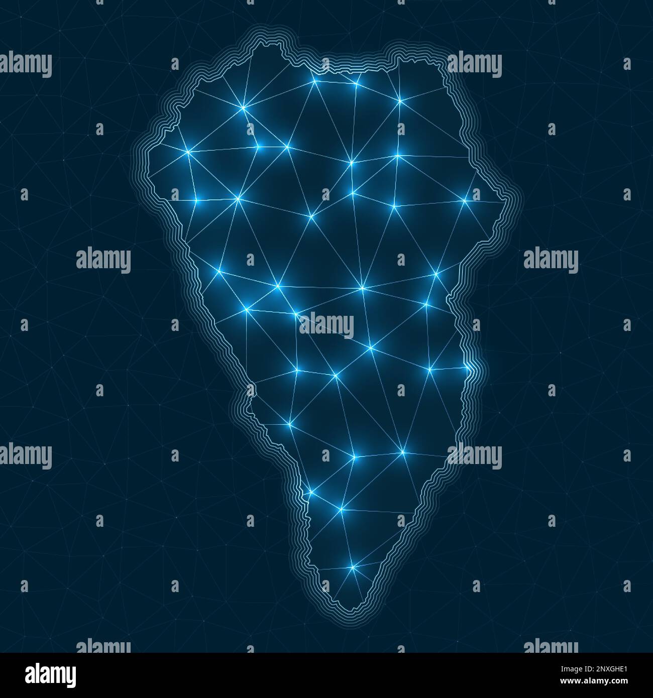 La Palma network map. Abstract geometric map of the island. Digital ...