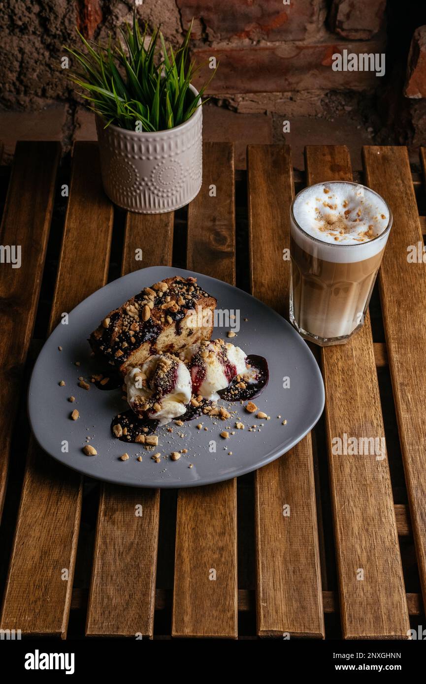 coffee and dessert. coffee shop menu Stock Photo - Alamy