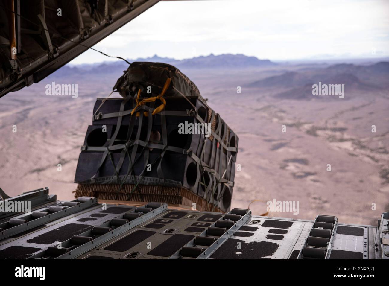 A U.S. Marine Corps KC-130J Super Hercules aircraft with Marine Aerial ...