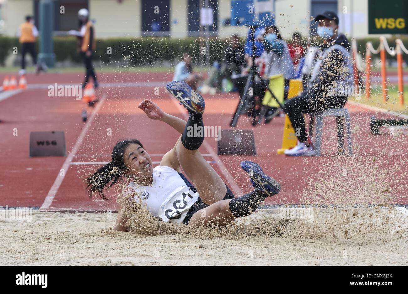 Triple jumper Shannon Chan, competes during Woman's Open - Long Jump ...