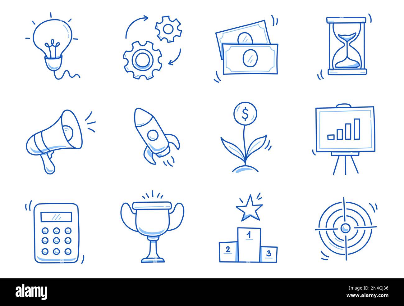 Hand drawn business icon set. Finance, money, investment icon sketch ...