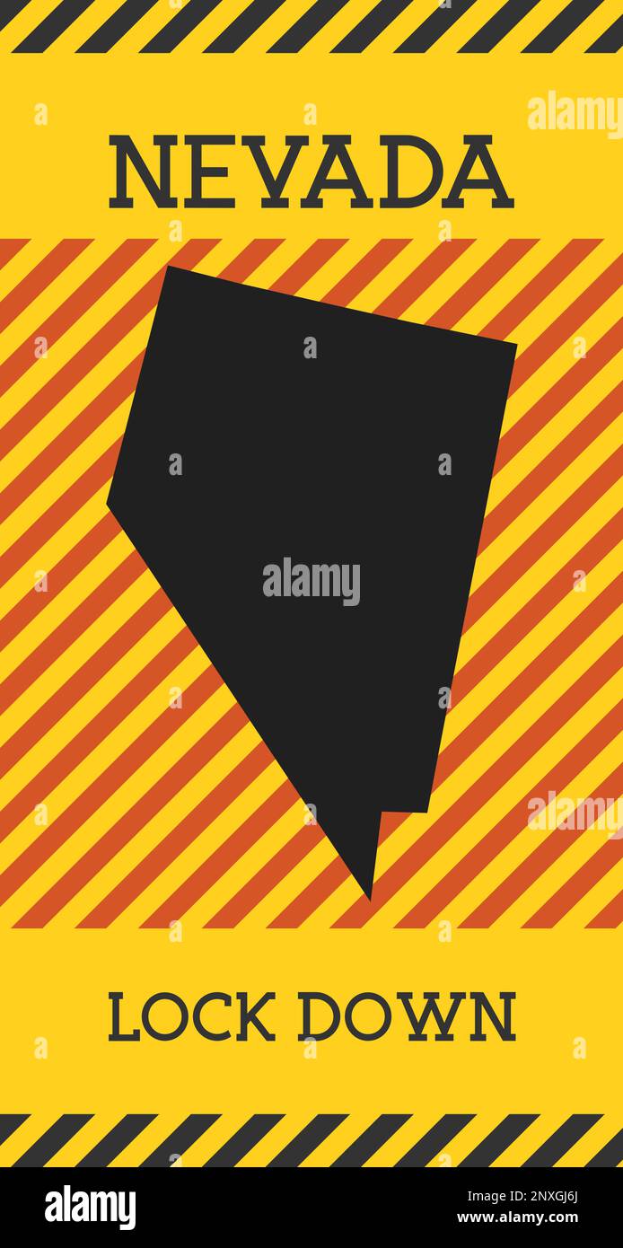 Nevada Lock Down Sign. Yellow US state pandemic danger icon. Vector ...
