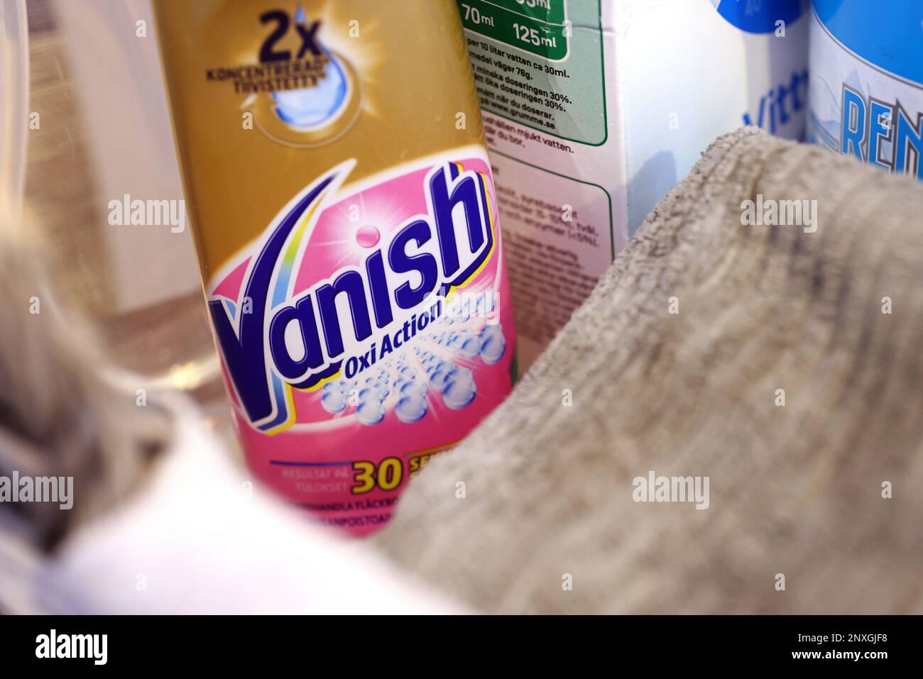 A laundry room, a Vanish bottle from Reckitt Benckiser plc Stock Photo ...