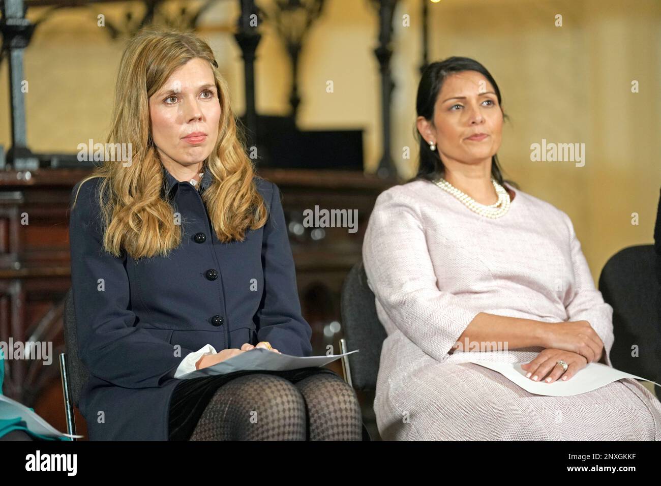 Carrie Johnson and Priti Patel in Westminster, London, for the launch ...
