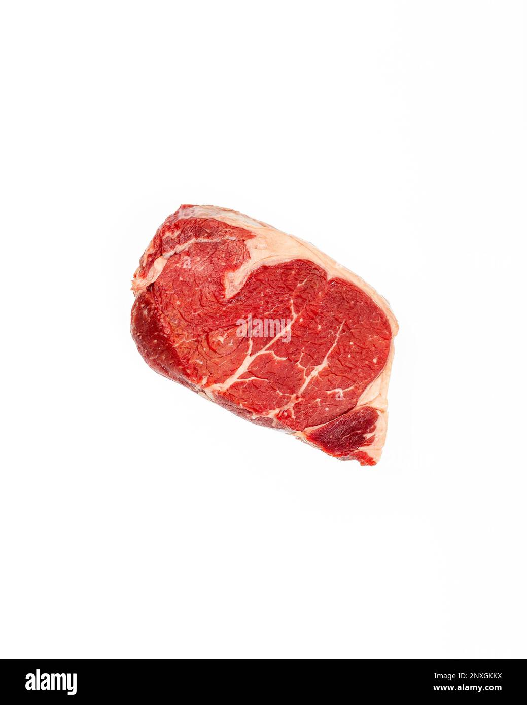 Raw Rib Eye Steak on white background Stock Photo - Alamy