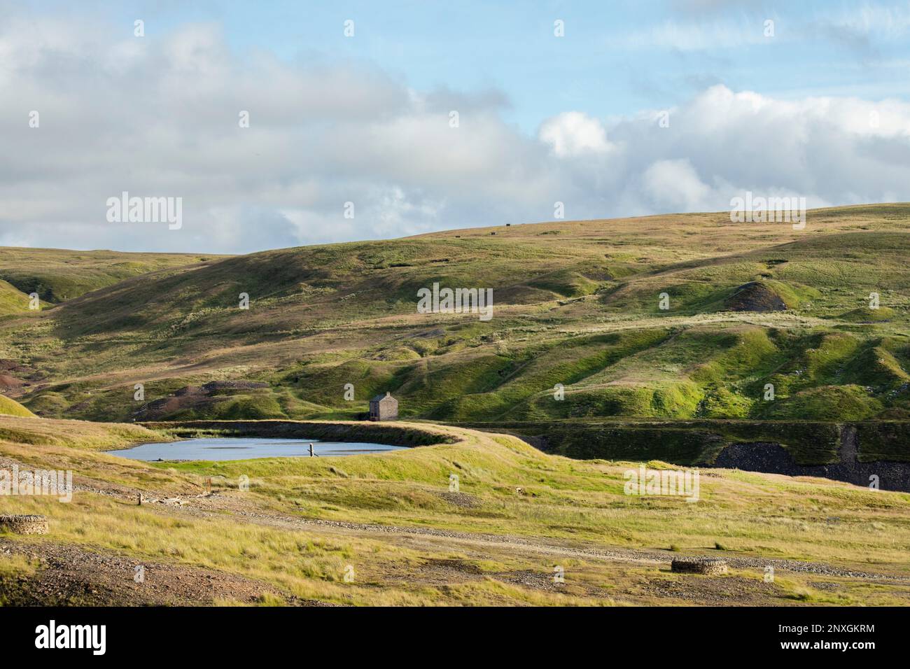 Looking across the Nent Valley at Nenthead above the historic site of ...