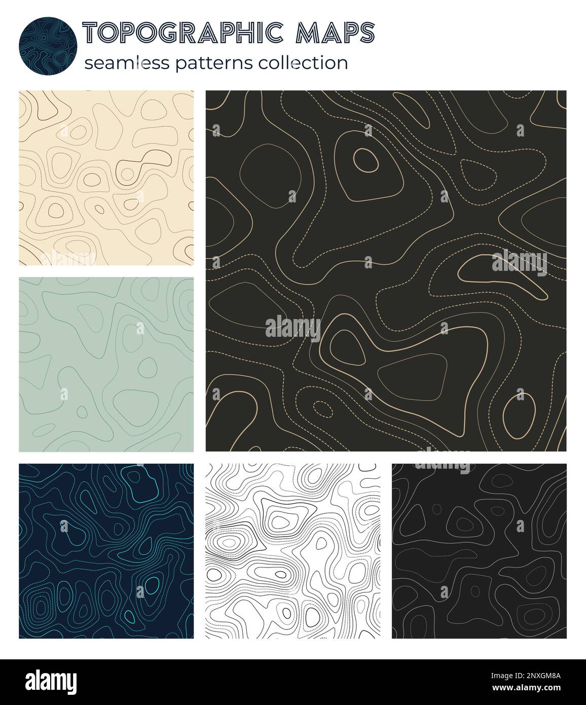 Topographic maps. Amazing isoline patterns, seamless design. Creative ...