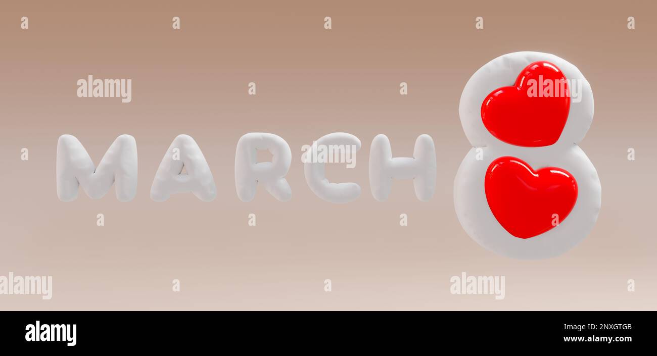 Happy March 8 background with balloon letters, 3D work and 3D image ...