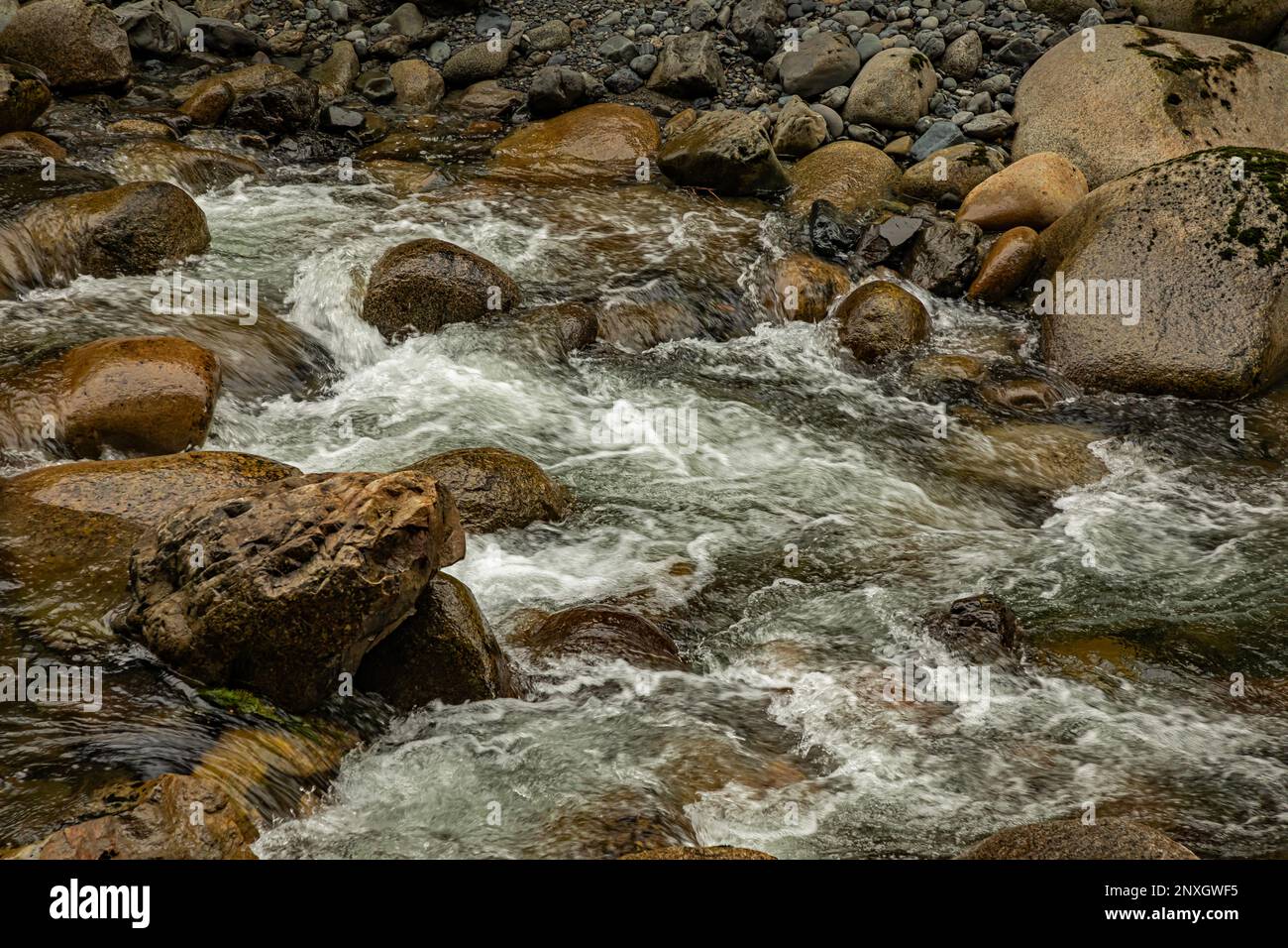 WA23158-00...WASHINGTON - Boulder filled Wallace River below the three ...