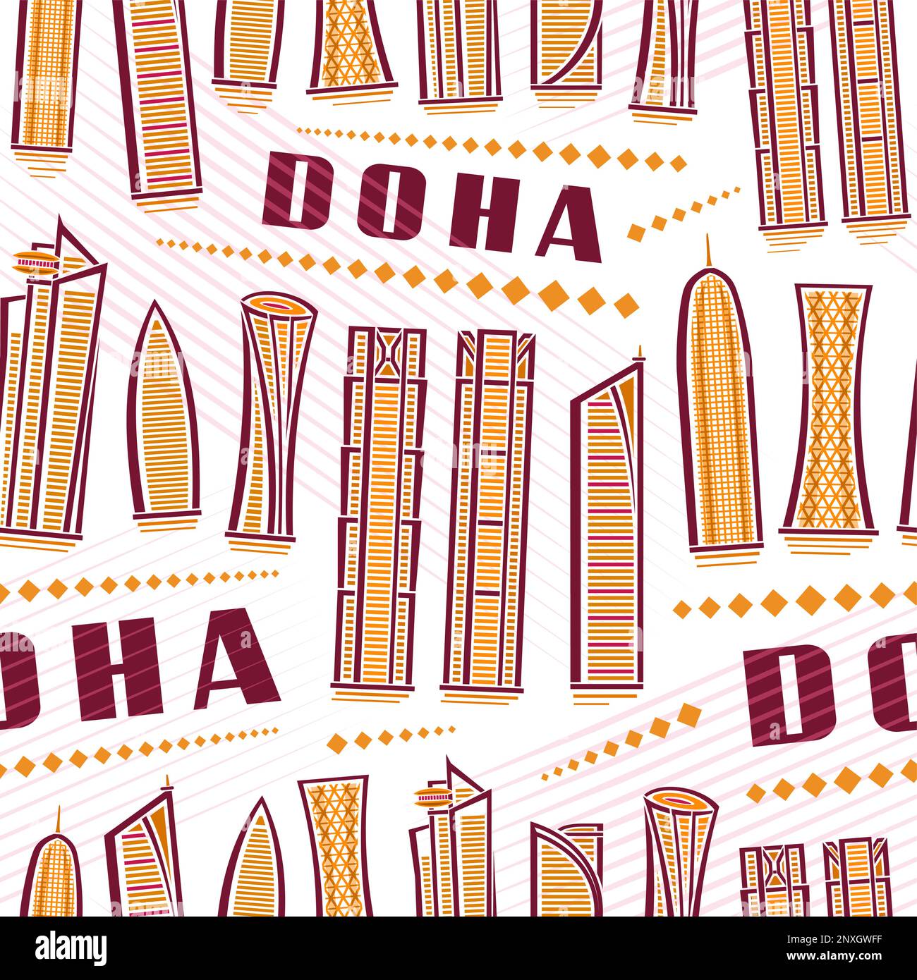 Vector Doha Seamless Pattern, square repeating background with ...