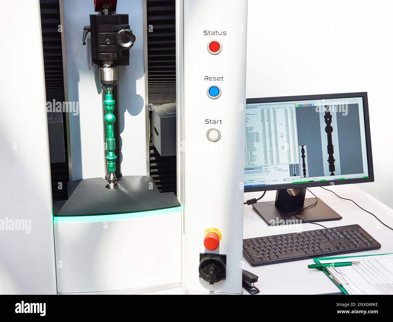 Systems for optical shaft measurement with control monitor Stock Photo ...
