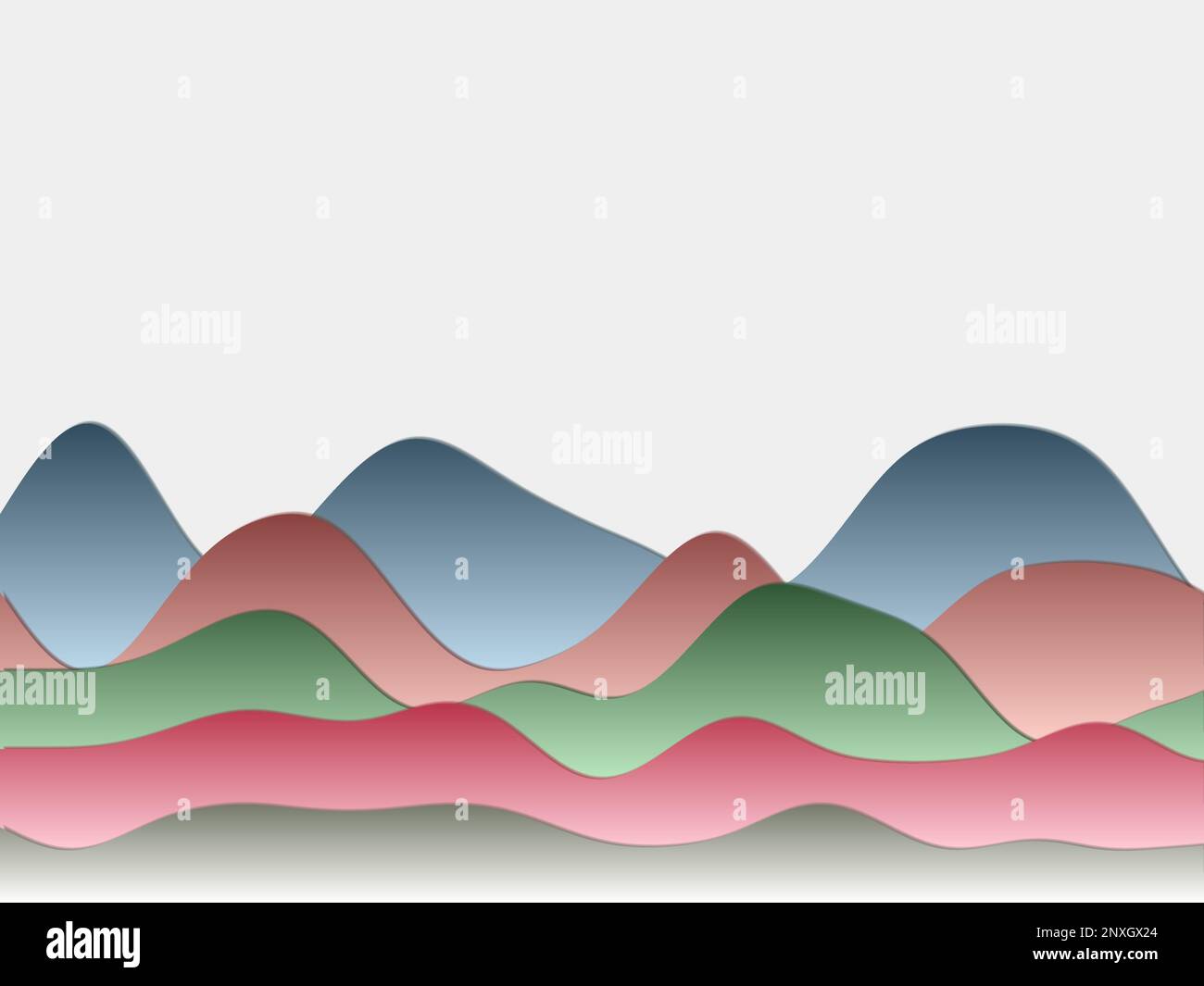 Abstract mountains background. Curved layers in bold colors. Papercut ...