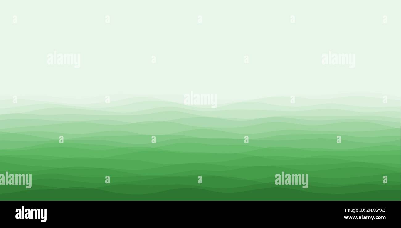 Abstract waves cover. Horizontal background with curves in green colors ...