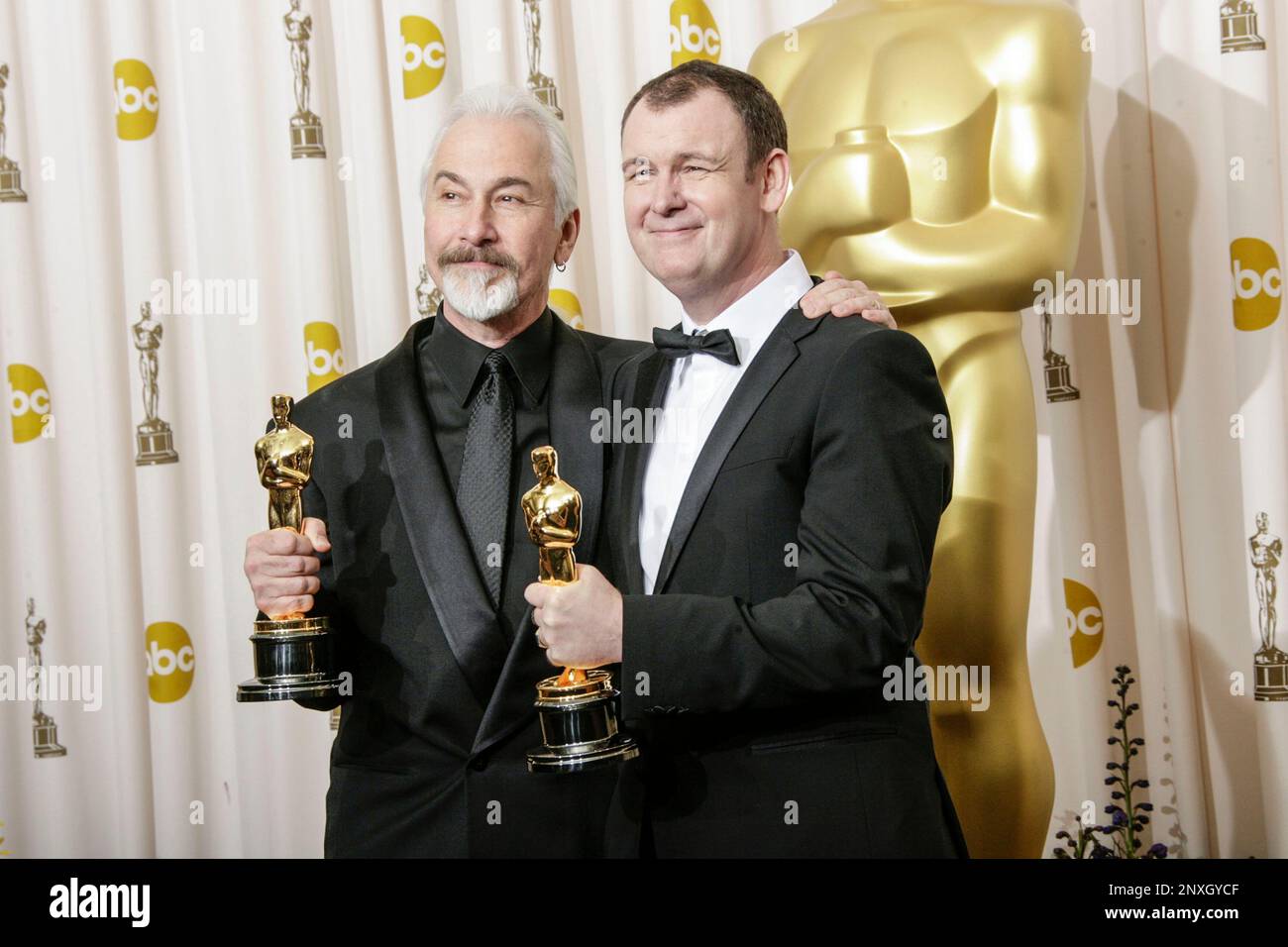 Makeup artists Rick Baker (L) and Dave Elsey, winners of the award for ...