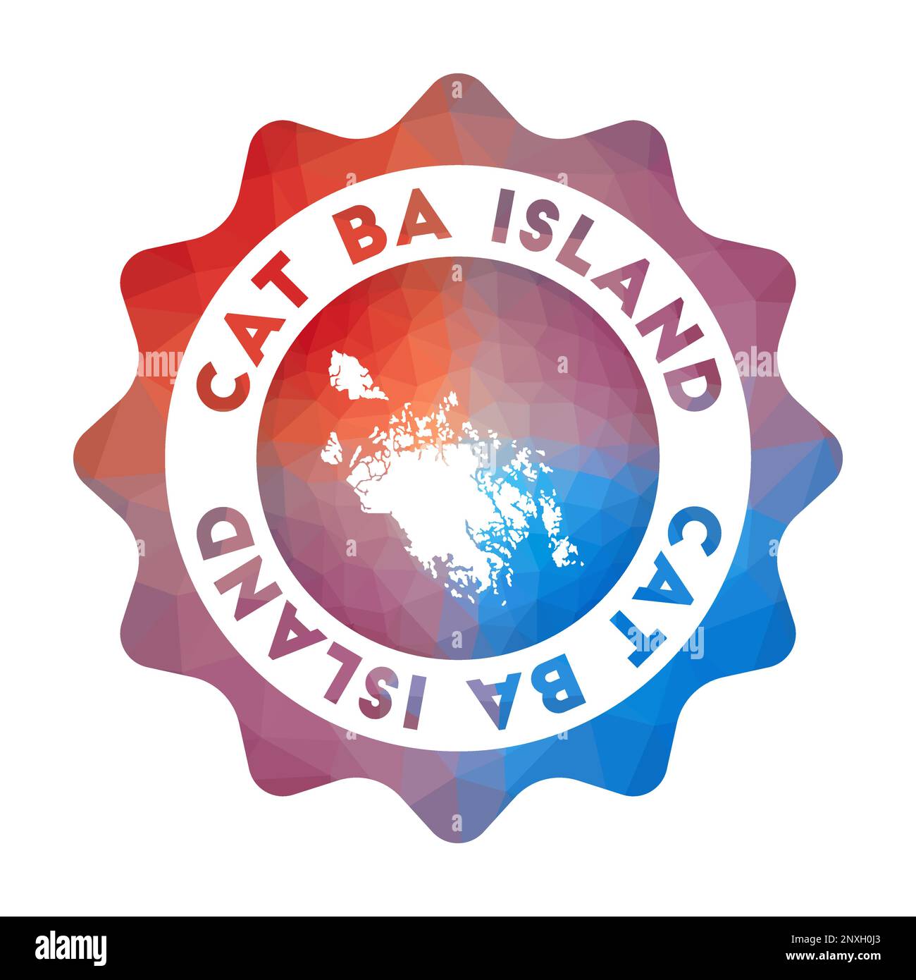 Cat Ba Island low poly logo. Colorful gradient travel logo in geometric ... Cat Ba Island low poly logo. Colorful gradient travel logo in geometric ...