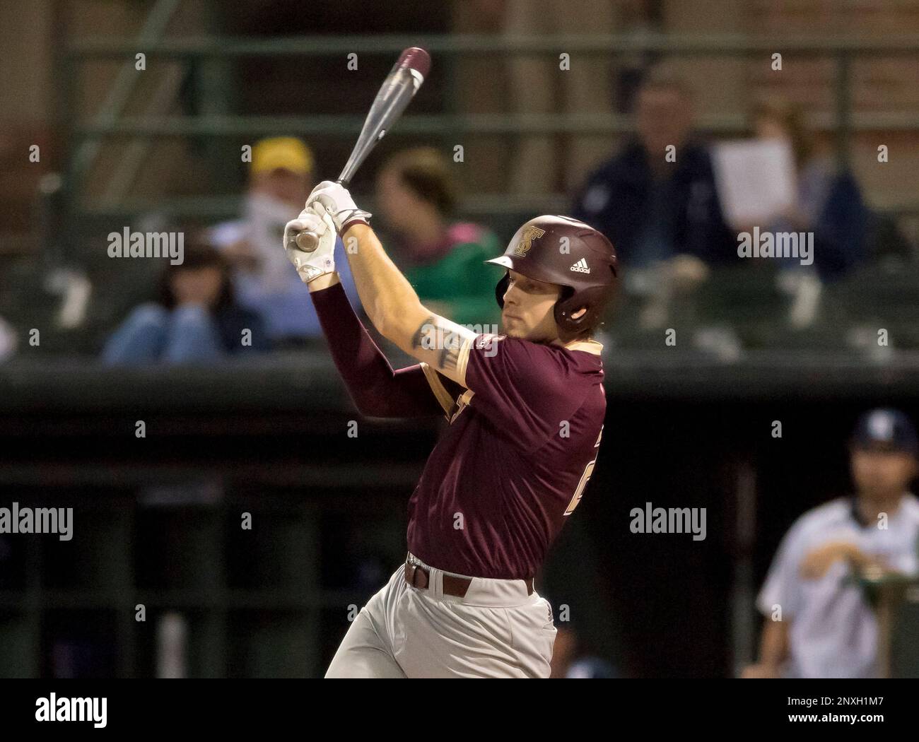 February 20, 2018: Texas State infielder Luke Sherley (2) during the ...