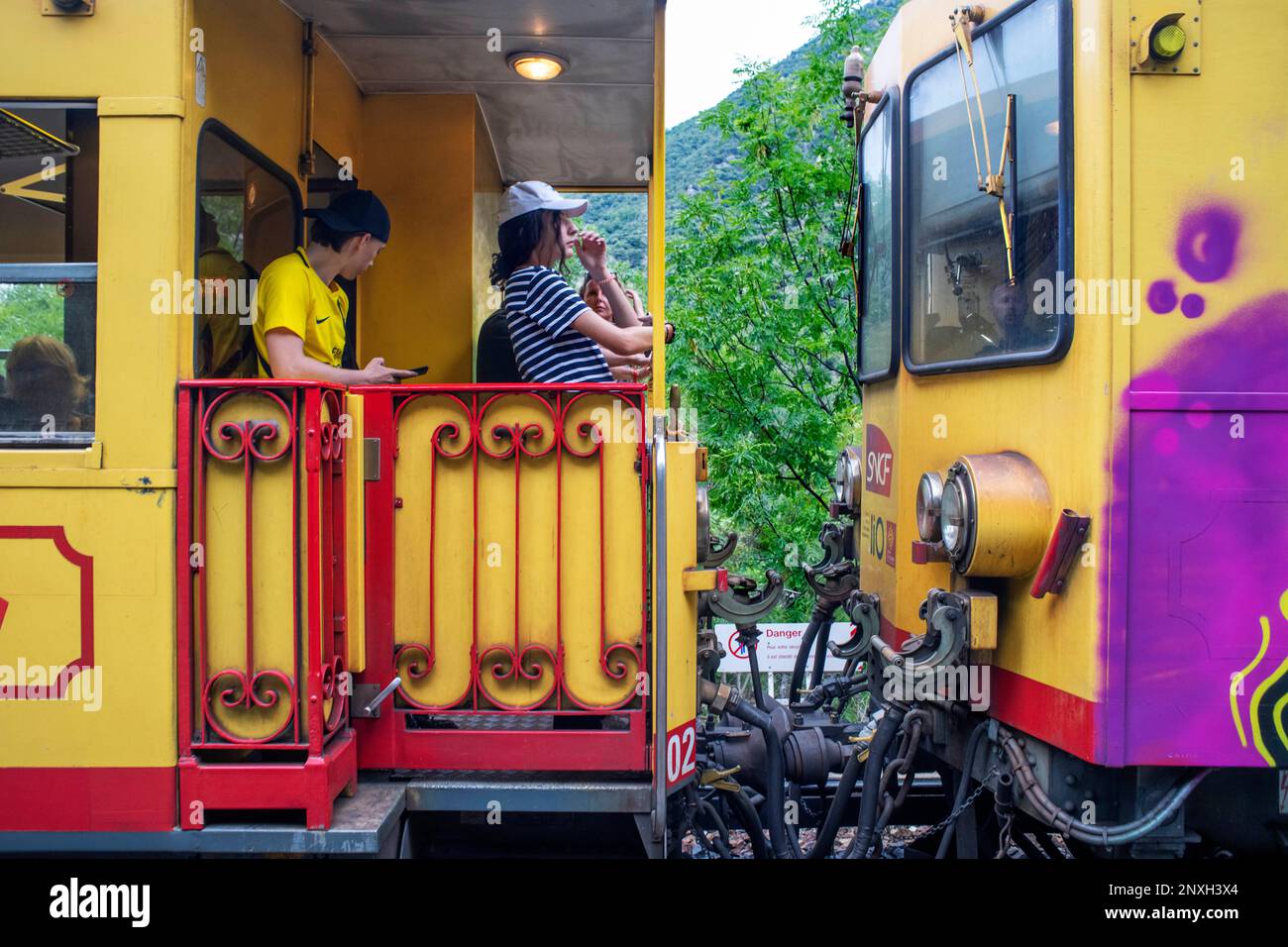 Thues-carança train station. The Yellow Train or Train Jaune, Pyrénées ...