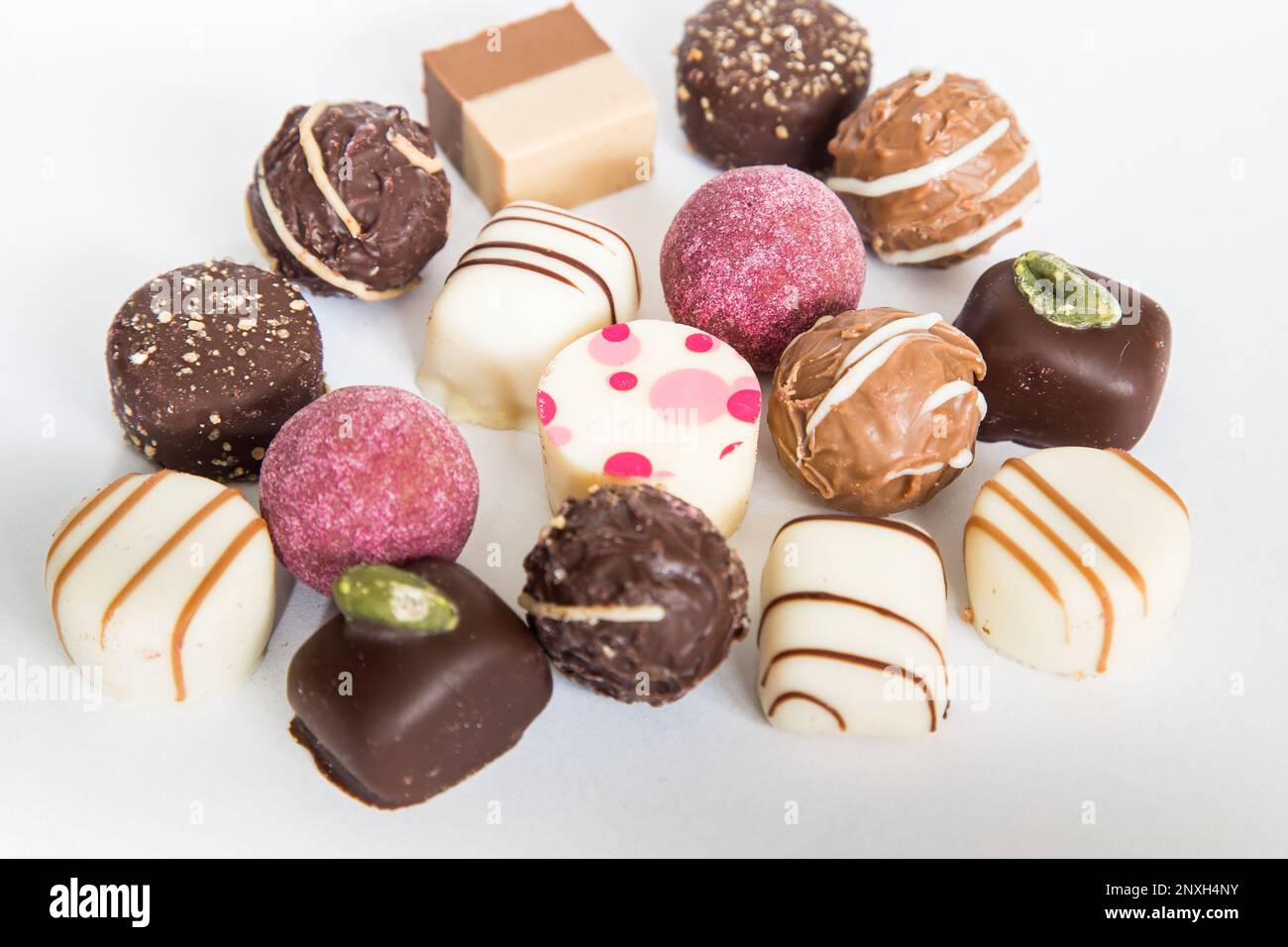 Chocolate pralines truffles. Selection round truffles confection design for Birthday gift ...