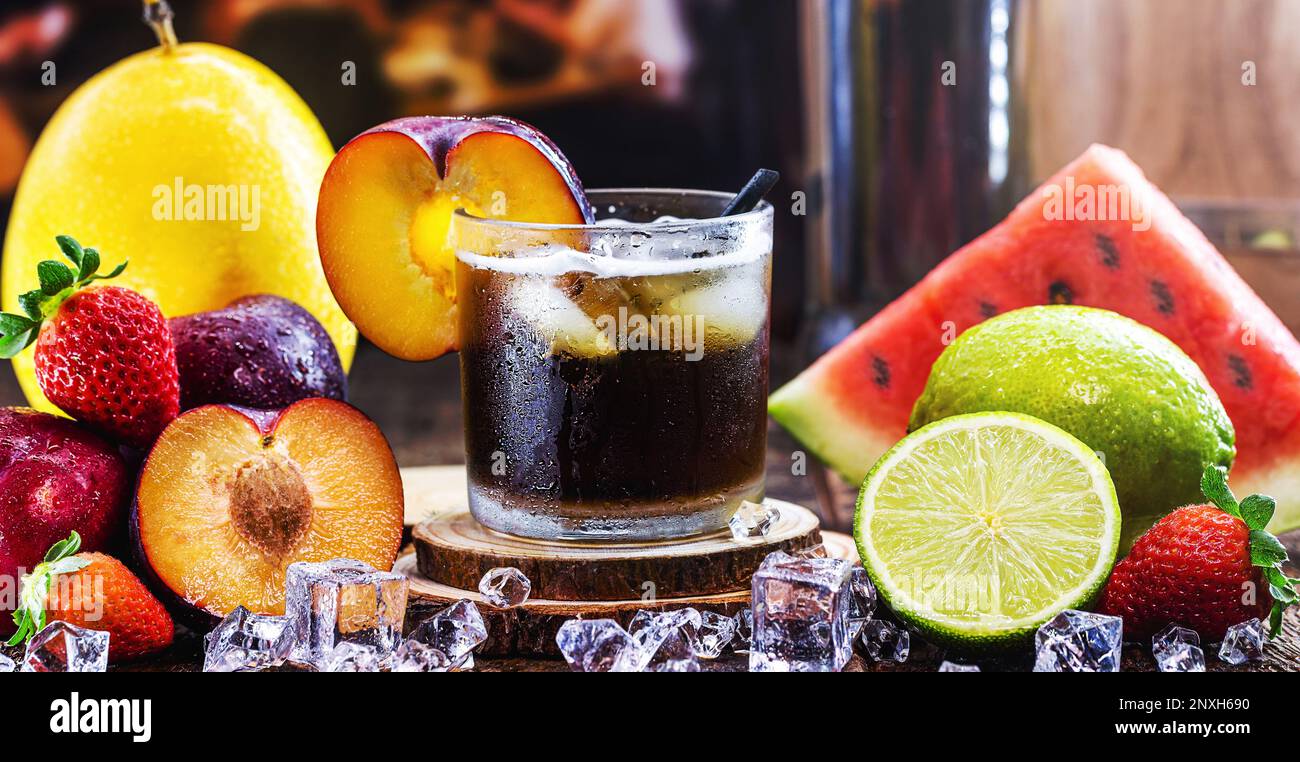 Brazilian caipirinha, typical Brazilian cocktail made with plum ...