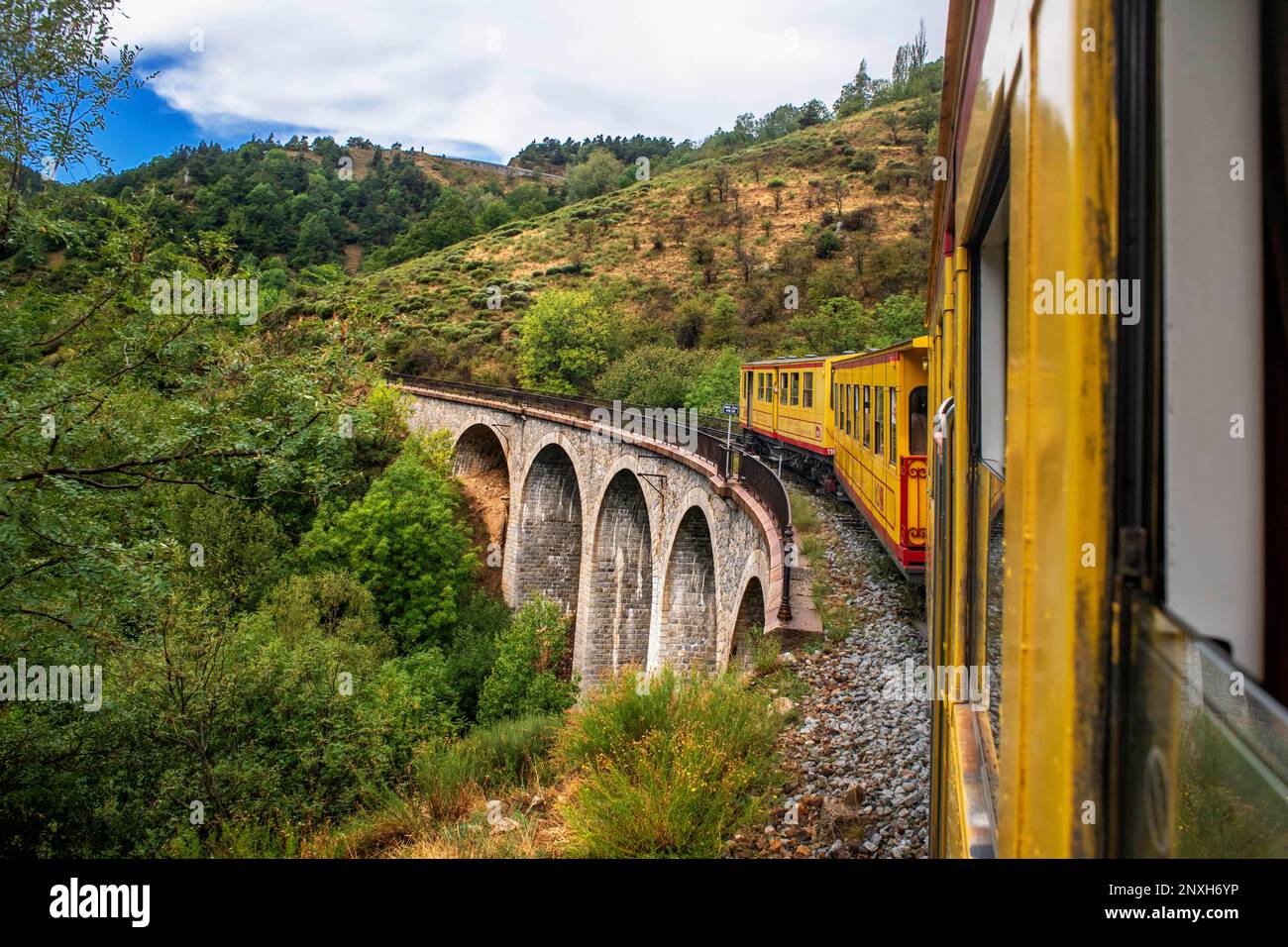 Inside The Yellow Train or Train Jaune, Pyrénées-Orientales, Languedoc ...