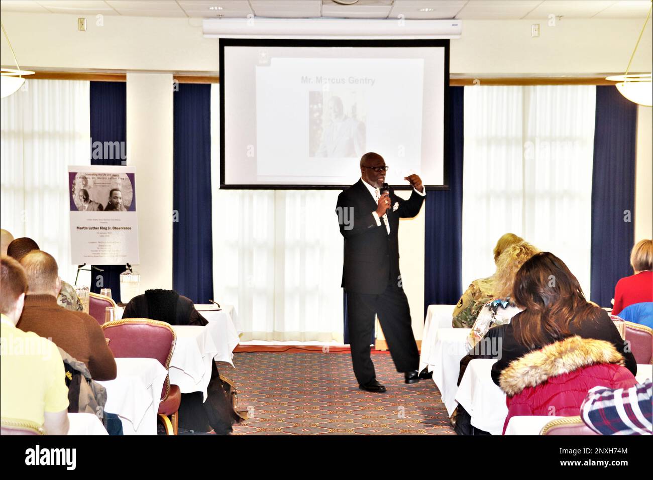 Guest speaker Marcus Gentry gives his presentation about Martin Luther ...