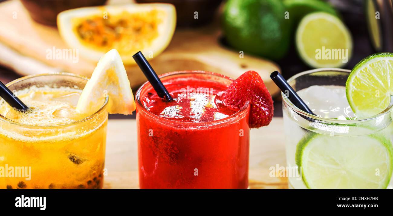 Brazilian caipirinha, typical Brazilian cocktail made with fruits ...