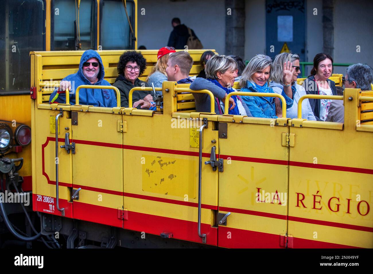 Open wagon in Mont Louis La cabanasse train station. The Yellow Train ...