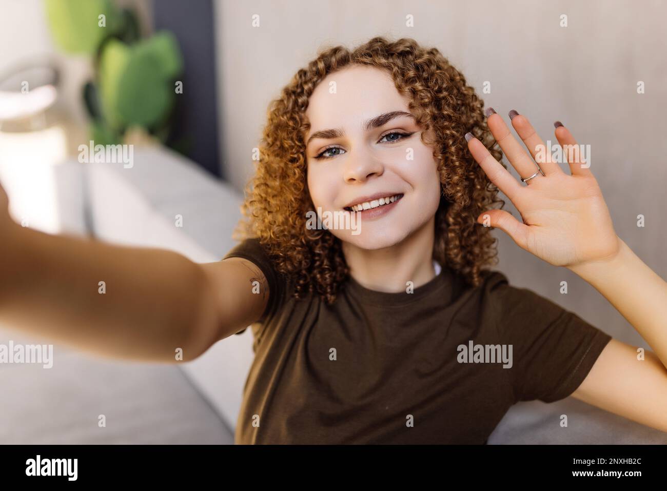 Pretty girl making selfie on hi-res stock photography and images - Alamy