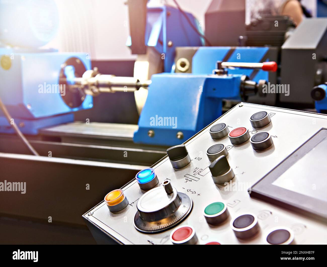 Grinding machine buttons control panel Stock Photo - Alamy