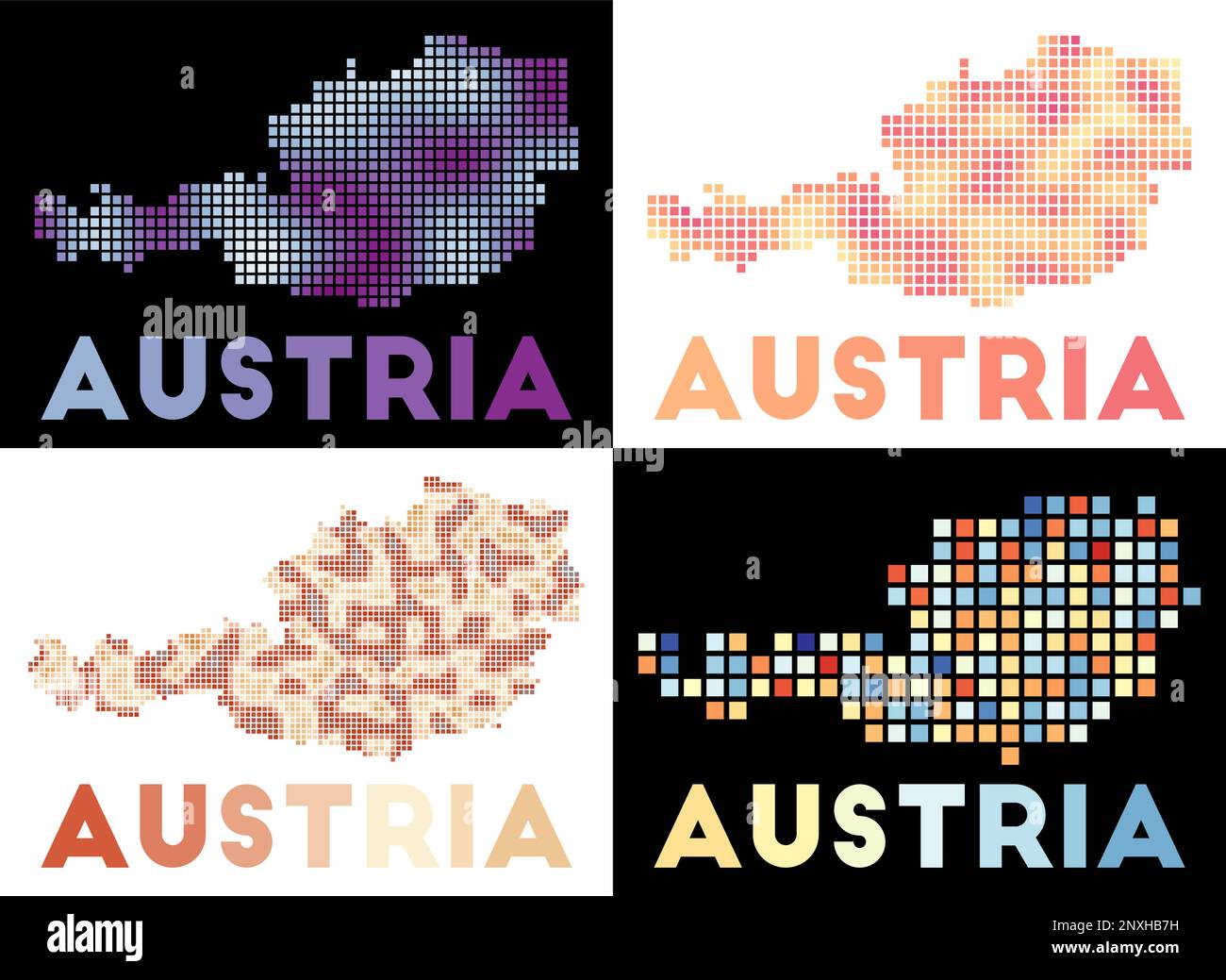 Austria map. Collection of maps of Austria in dotted style. Borders of ...