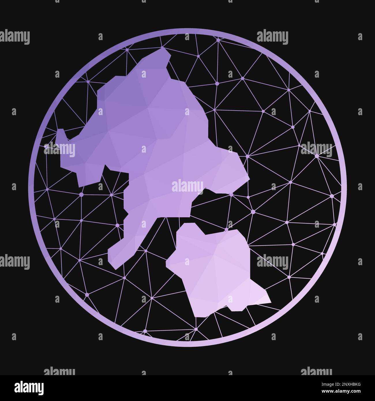 Aka Island icon. Vector polygonal map. Aka icon in geometric style. The ...