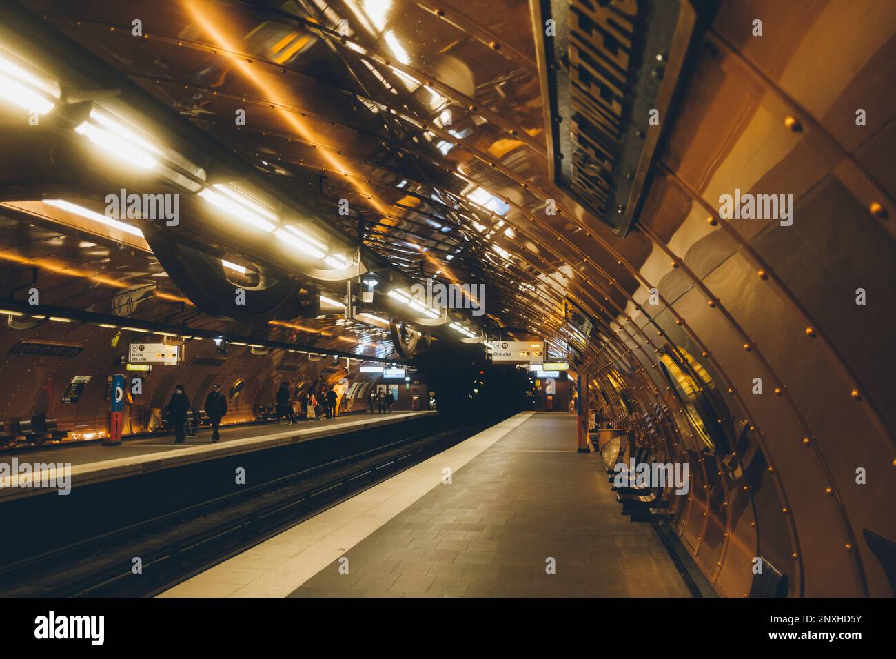 Paris, 09.02.23: Metro Station in copper optics Arts et metiers Stock ...