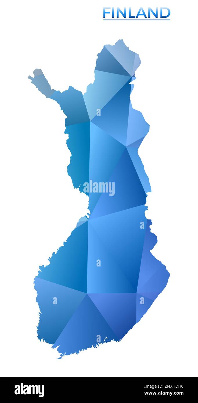 Vector polygonal Finland map. Vibrant geometric country in low poly style. Elegant illustration ...