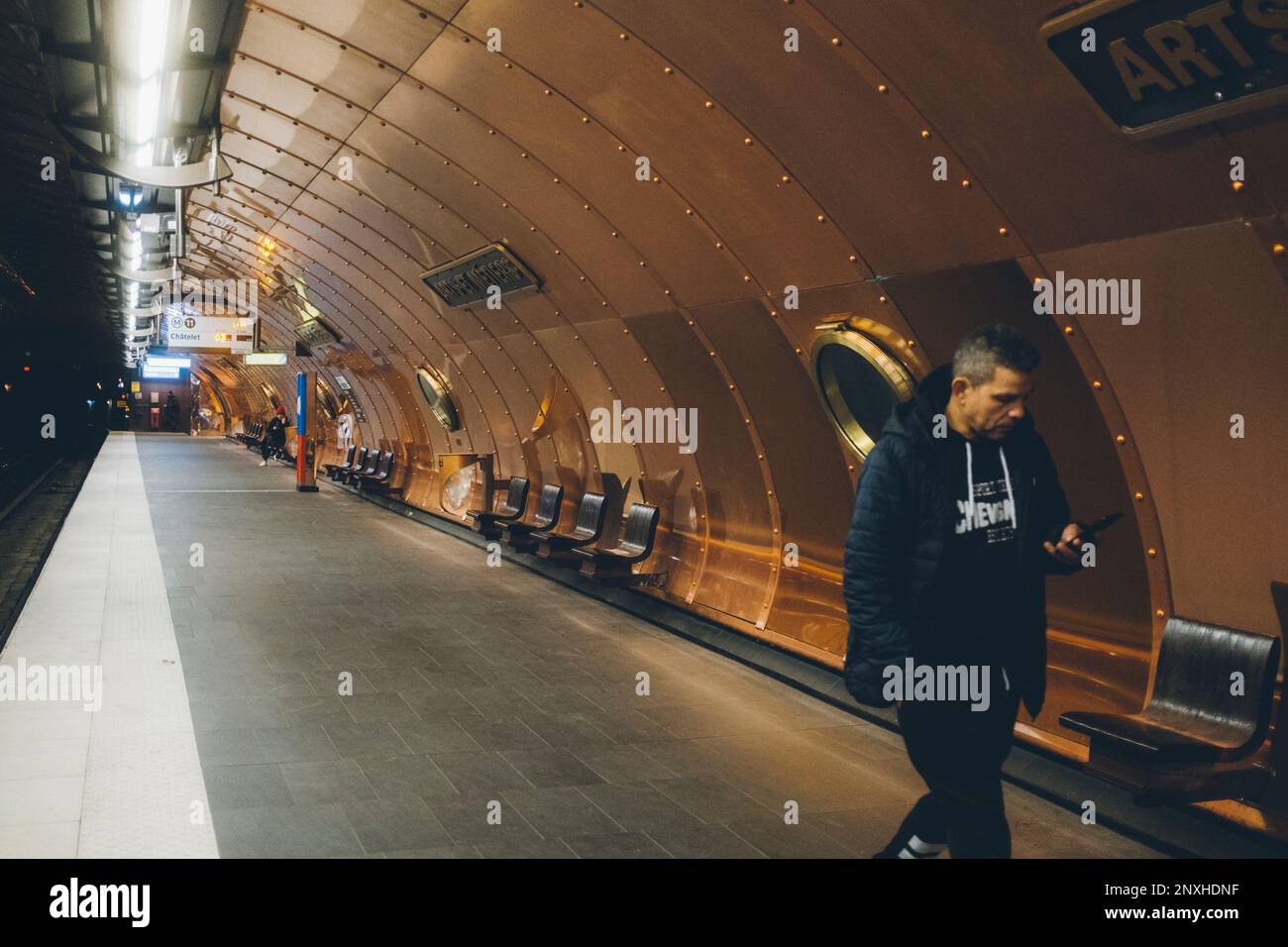 Paris, 09.02.23: Metro Station in copper optics „ Arts et metiers ...